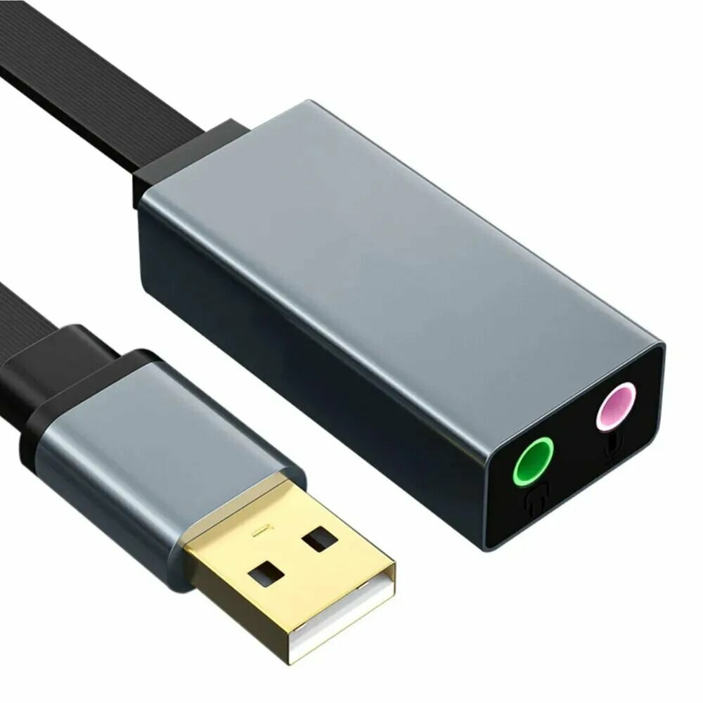 Внешняя звуковая карта USB TELECOM юсб переходник на Jack 3.5 джек для компьютера ноутбука ПК прослушивания музыки наушников микрофона (TA313U)