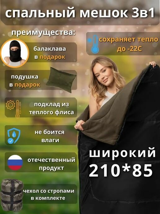 Спальный мешок туристический зимний -20 прагмат