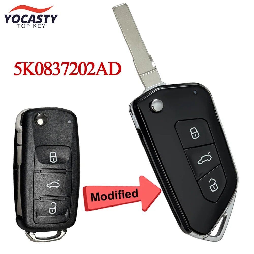 Корпус выкидного ключа-брелока для VW Passat Golf Mk6 Polo Caddy Tiguan Beetle Skoda Modified shell