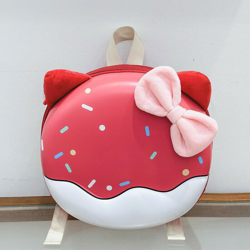 Детский рюкзак с ушками кота эва водостойкий легкий для дошкольниц красный