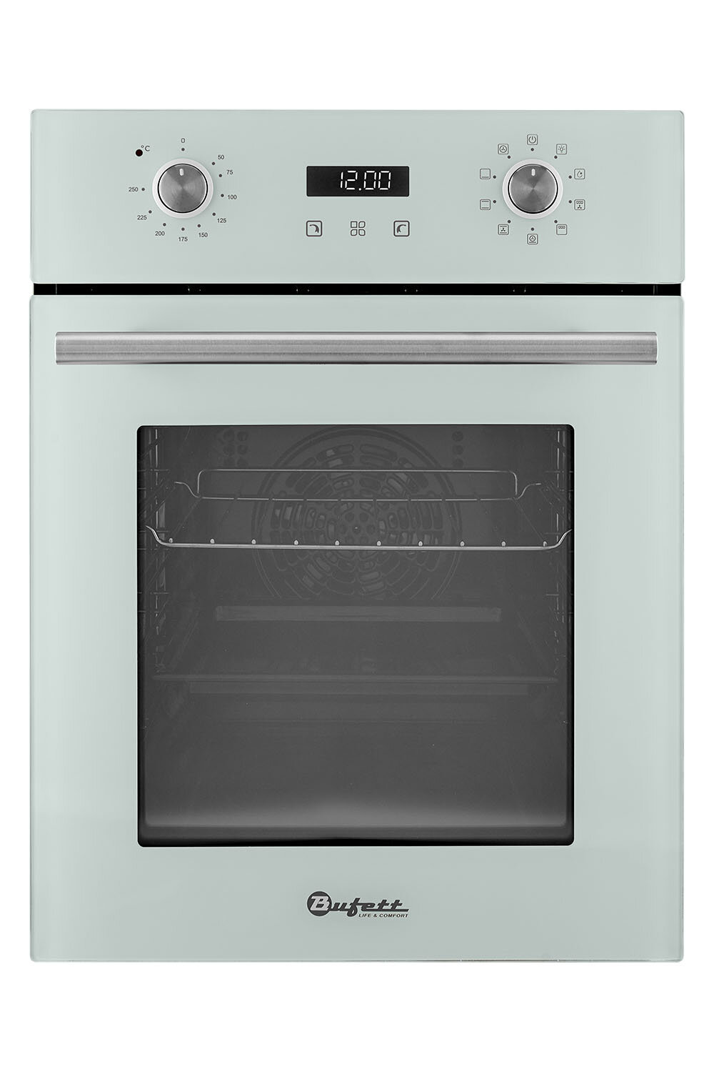 Духовой шкаф Bufett YON 175 электрический, встраиваемый, узкий 45см, 50л, 9 режимов, гриль, конвекция, 2800Вт белый