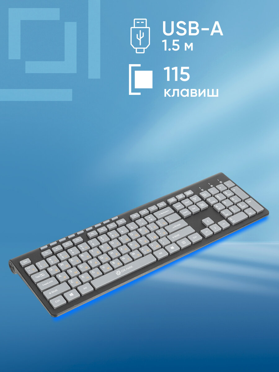 Клавиатура Oklick 480M, USB, черный серый [1067199]