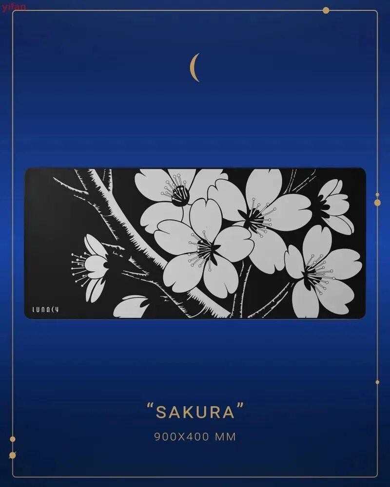Игровой коврик для мыши LUNA CY Sakura XL 900x400 мм белый, для геймеров, прошитые края