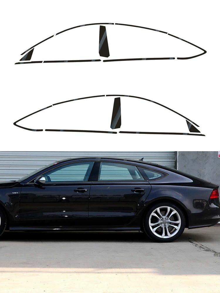 Виниловая накладка Chrome Delete для тонировки оконных молдингов Audi A7 2009-2017, глянцевая черная