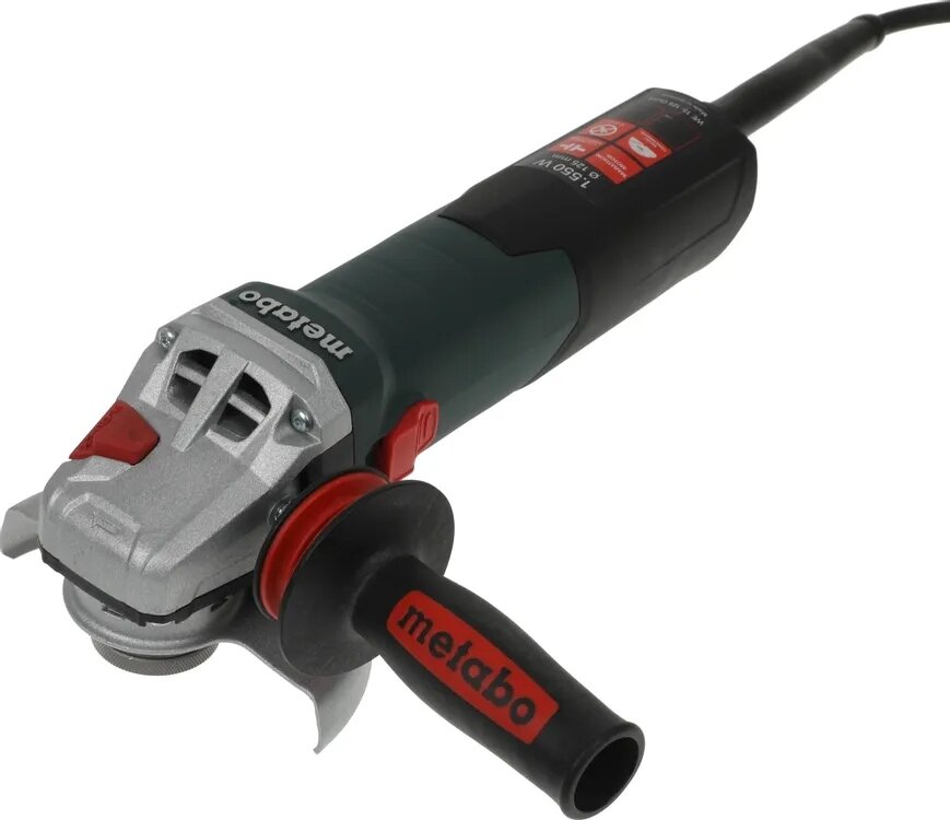 Угловая шлифовальная машина Metabo WE 15-125 Quick 1550вт, 125мм, 3.5Нм, эл-ка, 11000 об/мин, кейс, вес 2.5 кг