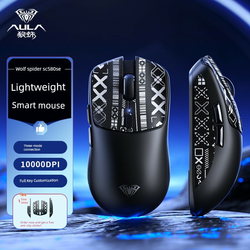 Wolf Spider SC580SE Беспроводная мышь с тремя режимами работы Bluetooth USB 2.4 ГГц для игр и офиса, черная с