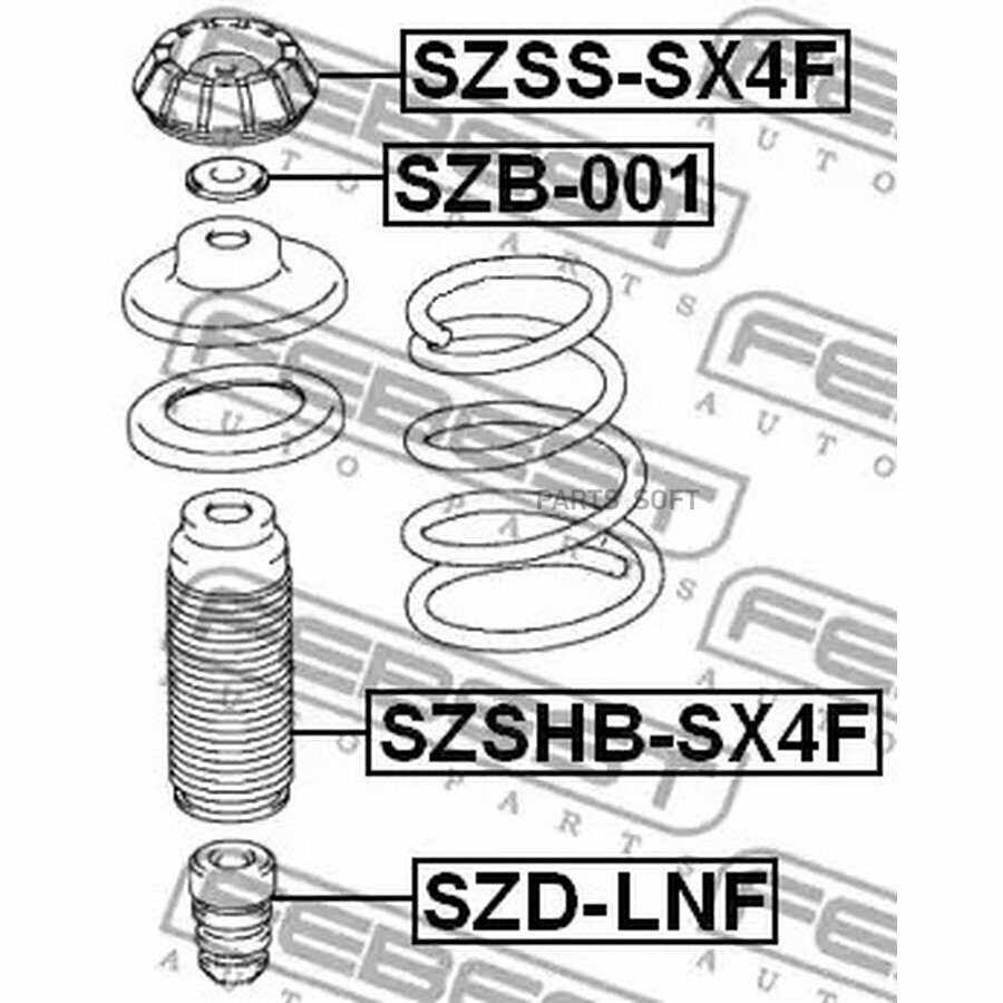 FEBEST SZSS-SX4F Опора переднего аморт. (без подш.)Suzuki SX4 rw415/rw416/rw419/rw420 2006-
