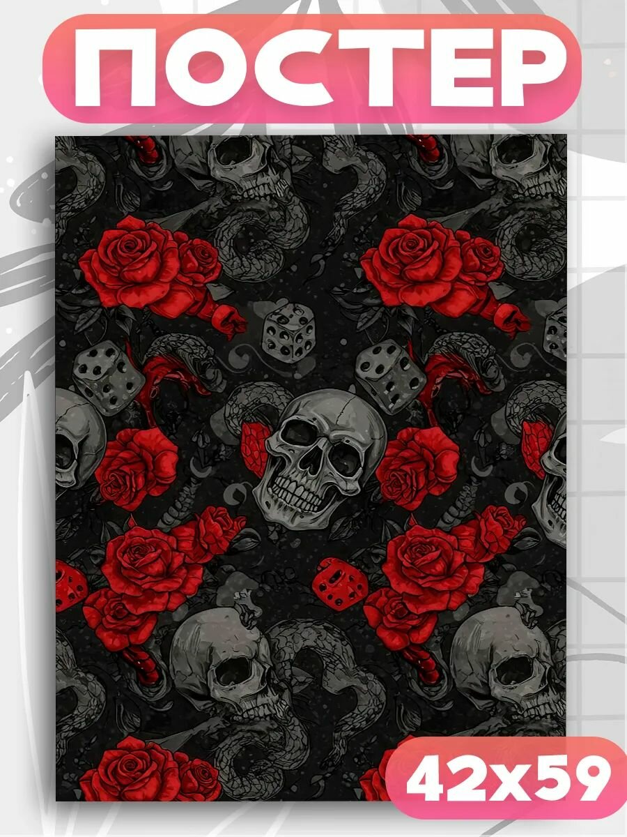 Постер на стену череп y2k