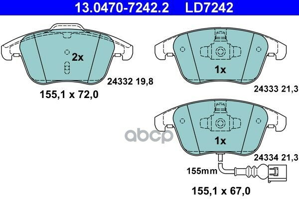Колодки тормозные дисковые передн, CERAMIC, AUDI: Q3 2.0 TDI/2.0 TDI quattro/2.0 TFSI quattro 11- SEAT: ALHAMBRA 1.4 TSI/1.8.