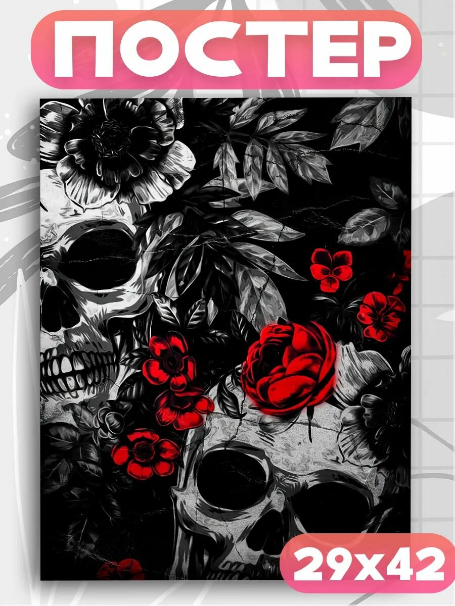 Постер на стену череп y2k