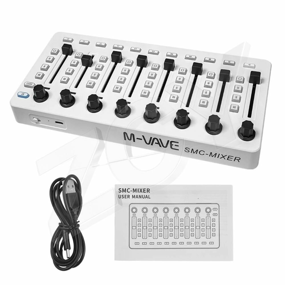 M-VAVE SMC-Mixer Беспроводной MIDI-контроллер 43 Кнопки, 8 Encode, Подходит Для Ableton/FL Studio/Cubase Совместим С Windows/Mac/iOS/Android