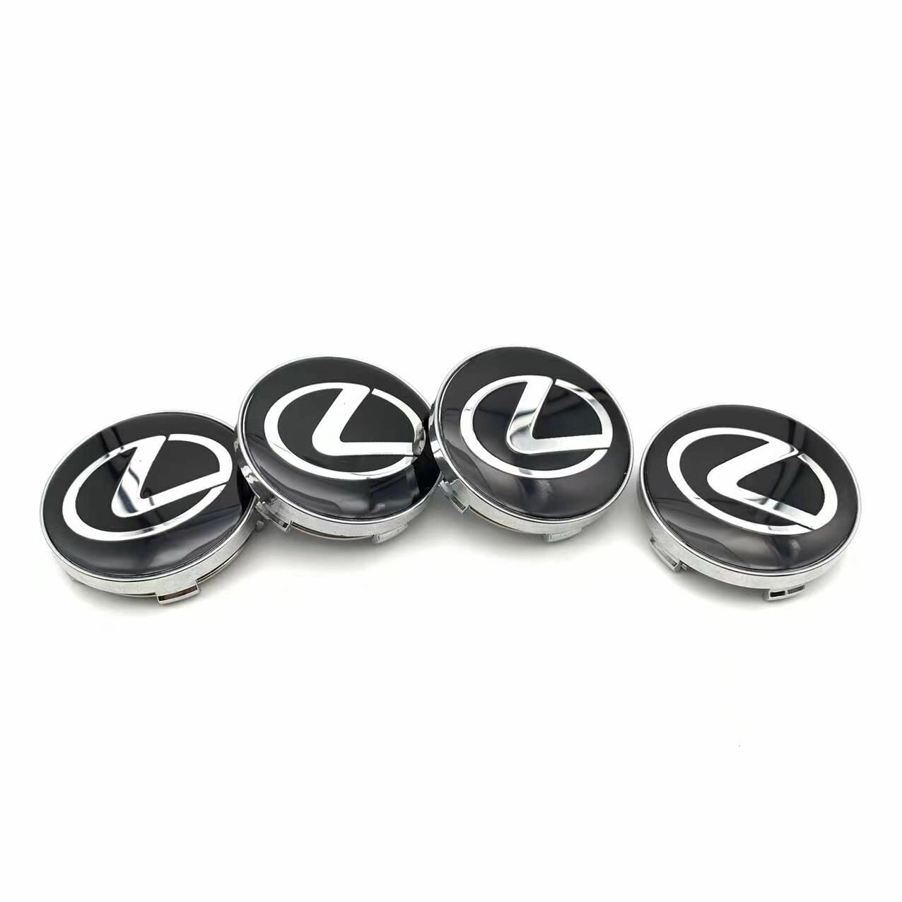 Колпачки на ступицу литого диска LEXUS — комплект 4 шт, внешний Ø60 / внутренний Ø56 мм, высота ножки 10 мм и декор