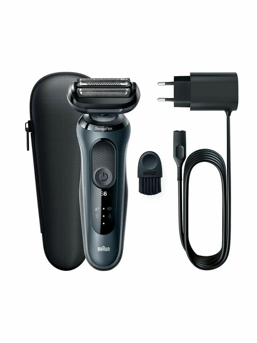 Электробритва для мужчин Braun Series 6 61-N1000s Noire, технология SensoFoil, 3-D бреющая система, Li-Ion аккумулятор, светодиодный индикатор