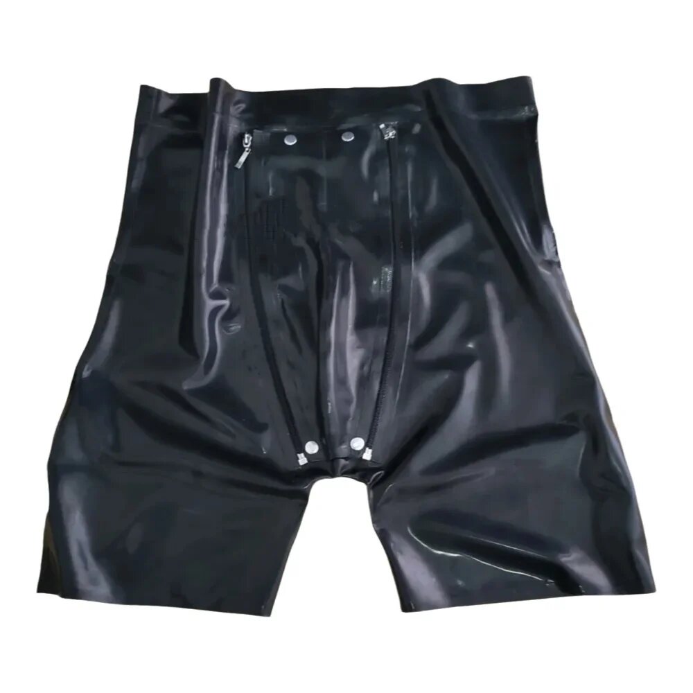 Сексуальные мужские латексные штаны с высокой талией, Фетиш-шорты, 3d сумка, повседневный костюм на молнии