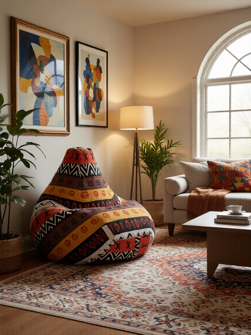 Мир Пуффов Кресло-мешок «Груша» размер- XXXXL, Африка , съемный чехол, с ручкой для переноски