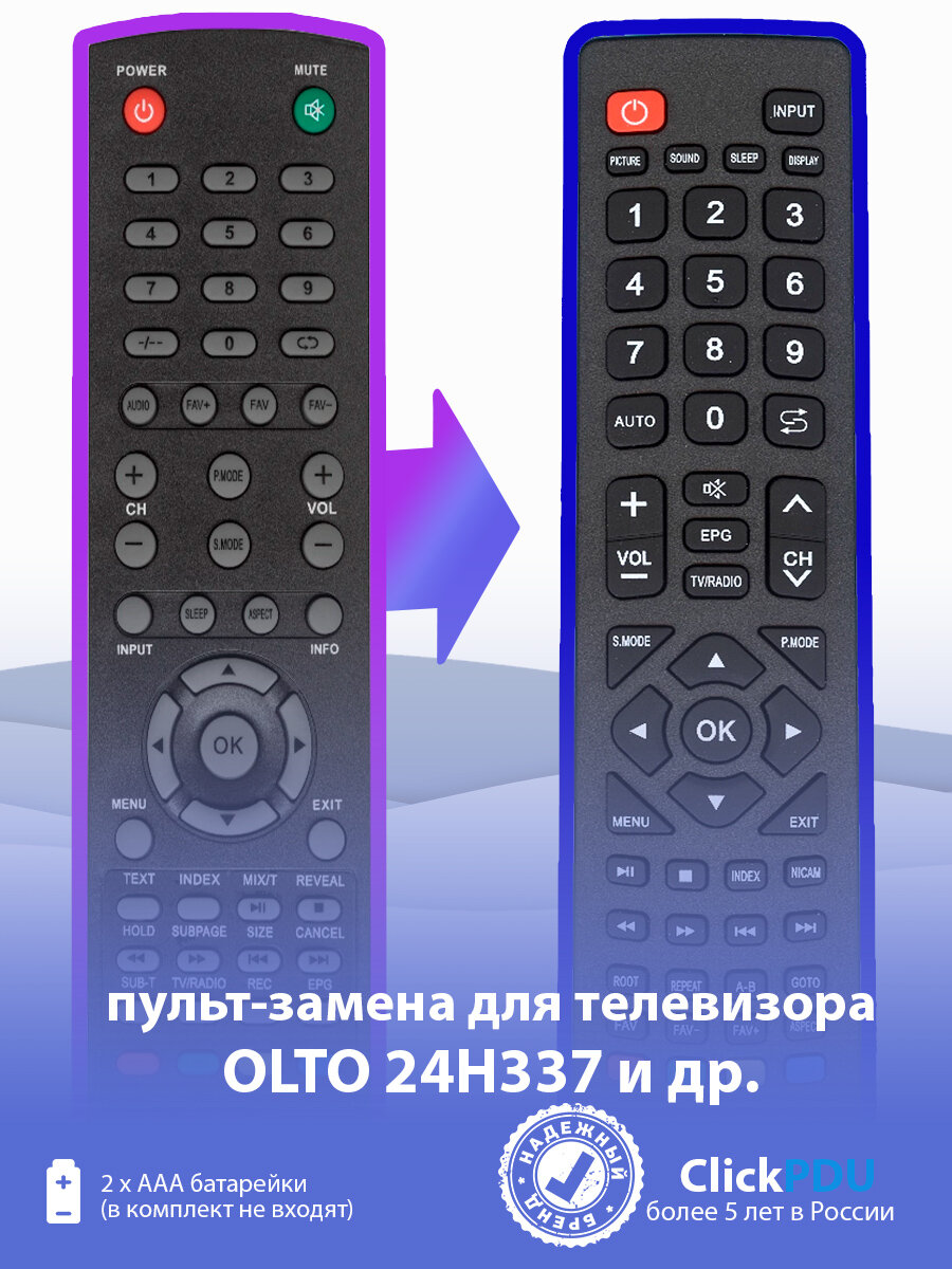 Пульт для телевизора OLTO 24H337 и других