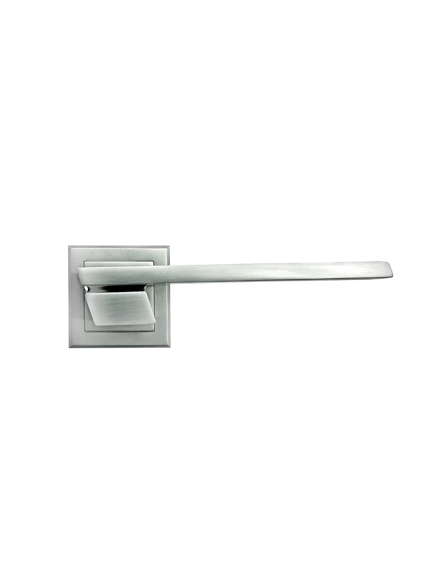 Ручка дверная Morelli MH-29 SC/CP-S матовый хром/хром, ручки для межкомнатных дверей на квадратной накладке