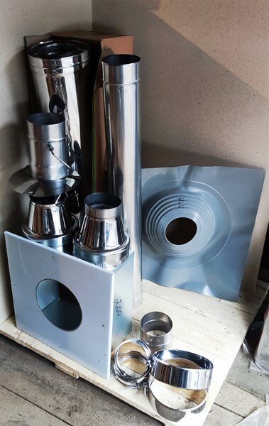 Комплект дымохода - 2 м. п. для бани и бытовок Ф 115(120) мм, нерж сталь 409, 1мм.