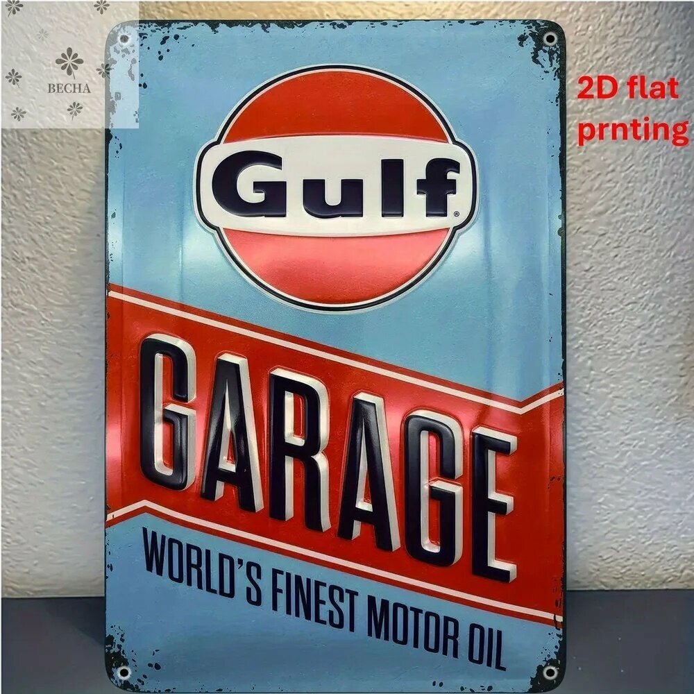 Ретро-металлическая жестяная вывеска в деревенском стиле: Gulf Garage моторное масло,2D Плоская подвесная табличка, декоративная роспись