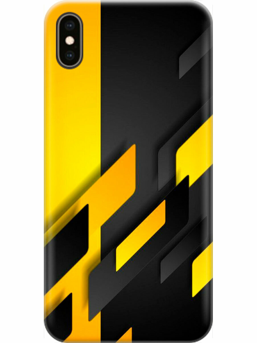 Силиконовый чехол на Apple iPhone XS Max / Эпл Айфон Икс Эс Макс с рисунком "Черно-желтая абстракция"