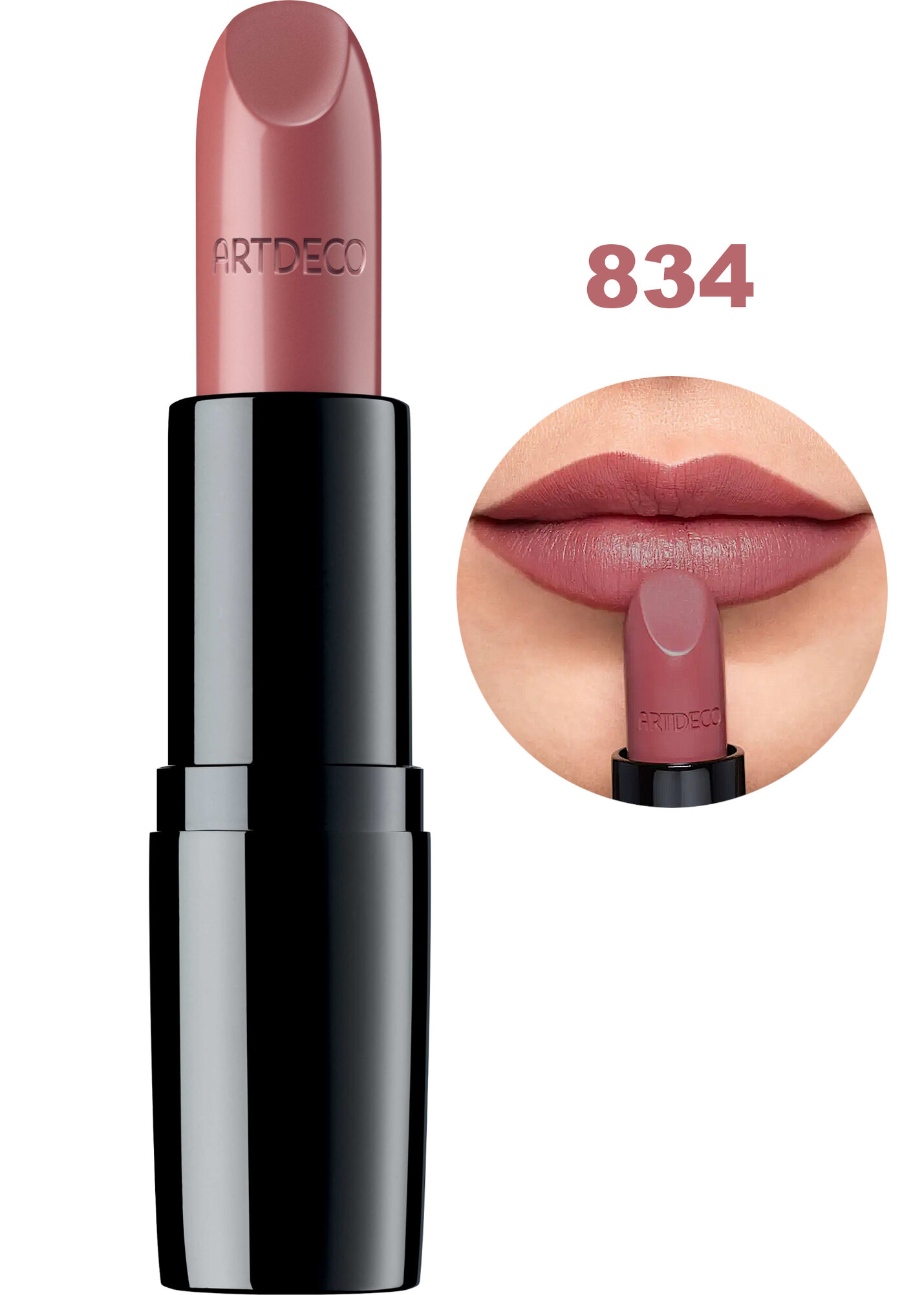 ARTDECO Помада для губ тон 834 Теплый розовый матовый Perfect Color Lipstick увлажняющая 4 г