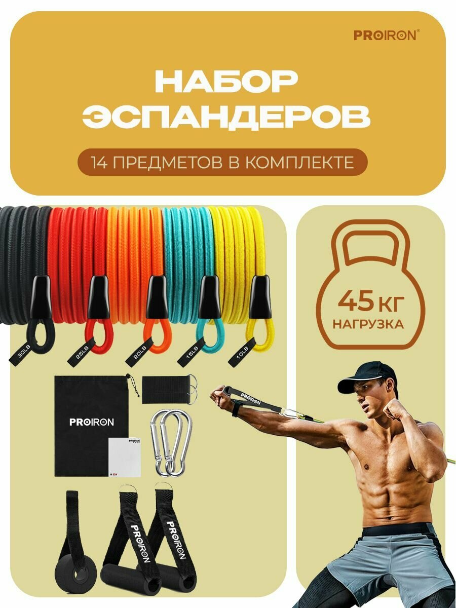 PROIRON, набор эспандеров, для фитнеса, 5 шт