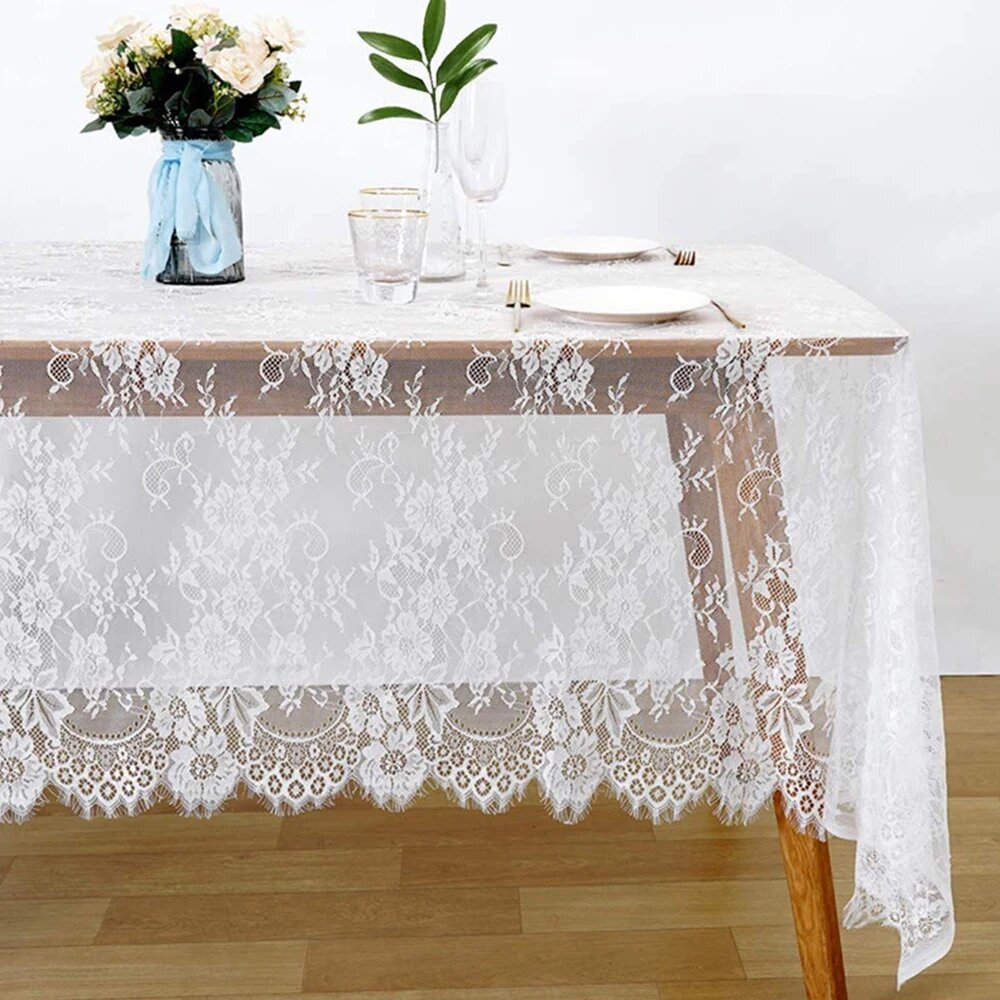 Кружевная скатерть белая 150x300 см