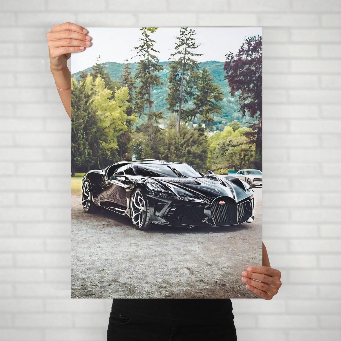 Плакат на стену для интерьера Спорткар (Bugatti La Voiture Noire 3) - Постер по спортивным гоночным машинам автомобилям формата А2 (42x60 см)