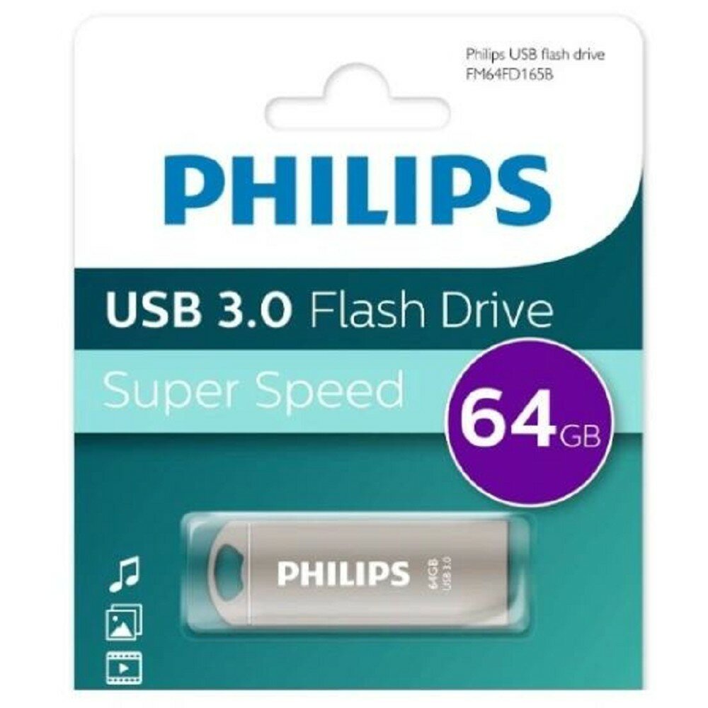 Флешка USB Flash PHILIPS FM64FD165B/97, Серый 64 ГБ