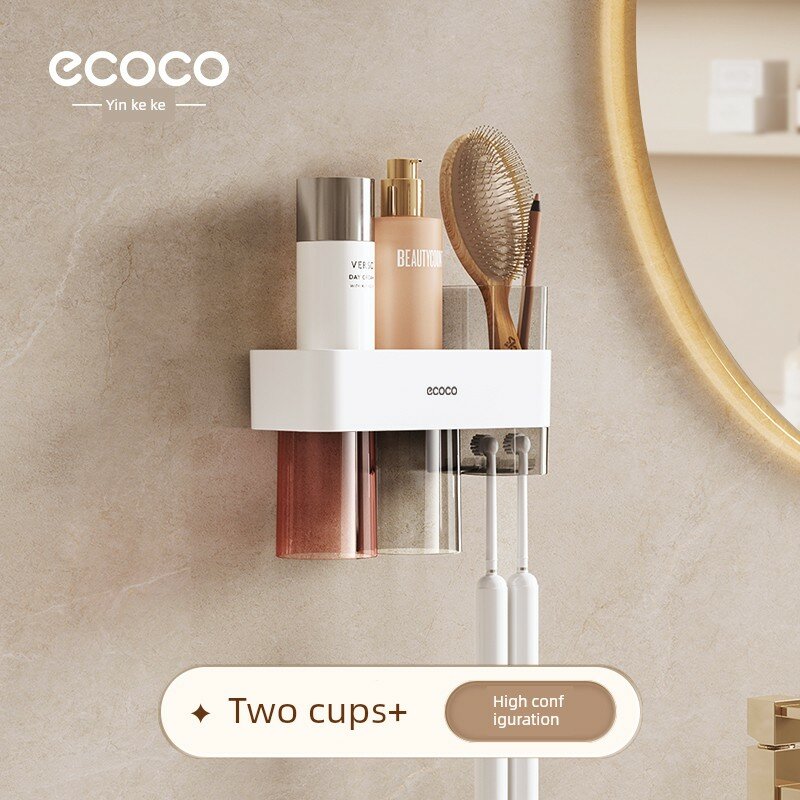 Держатель для зубных щеток ecoco/ECOCO, настенный, без сверления, магнитный, в форме чашки, с перевернутой подставкой