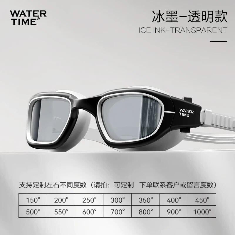 WaterTime женские ледяные черные плавательные очки и шапочка с регулируемыми линзами для соревновательного плавания
