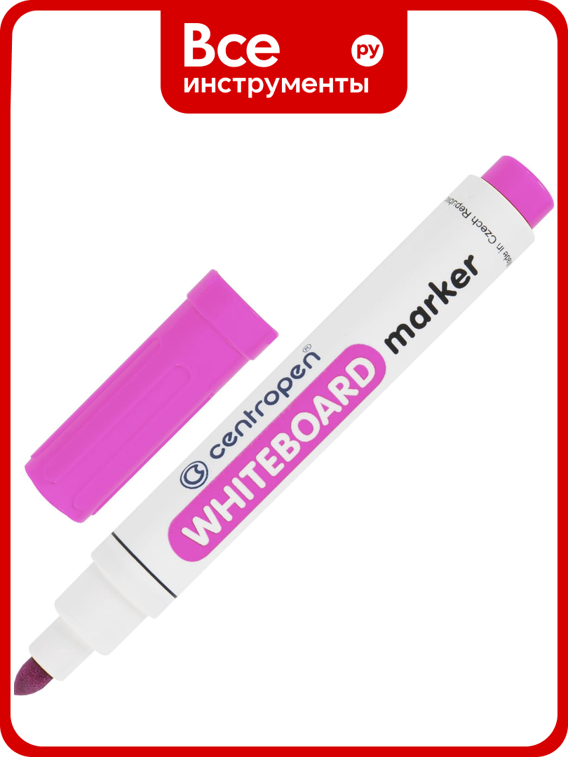 Маркер стираемый для белой доски офисмаг розовый CENTROPEN "Dry-Wipe", круглый наконечник, 2,5 мм, 8559, 5 8559 0103 152016
