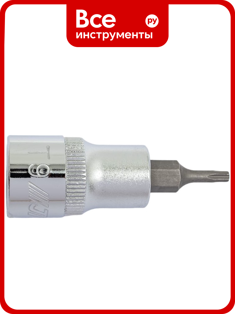 Головка с насадкой TORX (T9; 48 мм; 3/8) JTC 34909, квадратный с подпружиненным шариком, наружный TORX, битовая головка