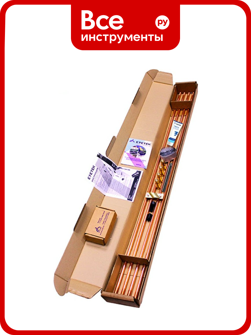 Комплект заземления EZETEK EZ – 6 м, 16 мм с насадкой SDS‑max 60282, латунные муфты, омеднённый стержень