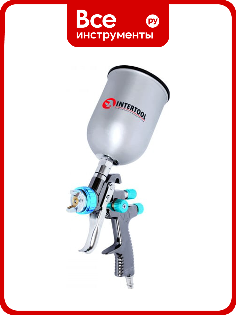 Пневматический краскопульт INTERTOOL LVLP BLUE, форсунка 1.4 мм, бачок
