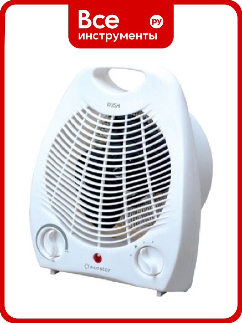 Тепловентилятор EcoStar RUSH EFH-R2000DS-WT, белый, напольный, 2000 Вт