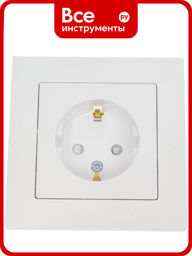 Розетка, Systeme, Systeme Electric AtlasDesign Жемчуг с/з со шторками, 16А, в сборе
