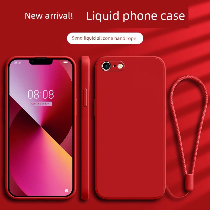 Защитное стекло для iPhone 6 Китайский красный с совместимым силиконовым шнуром для iPhone 6