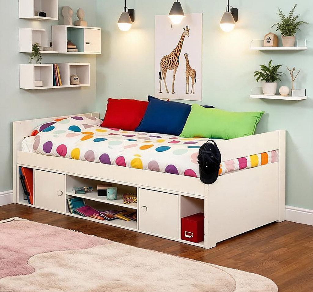 Кровать детская джони+комод 80Х160 белая
