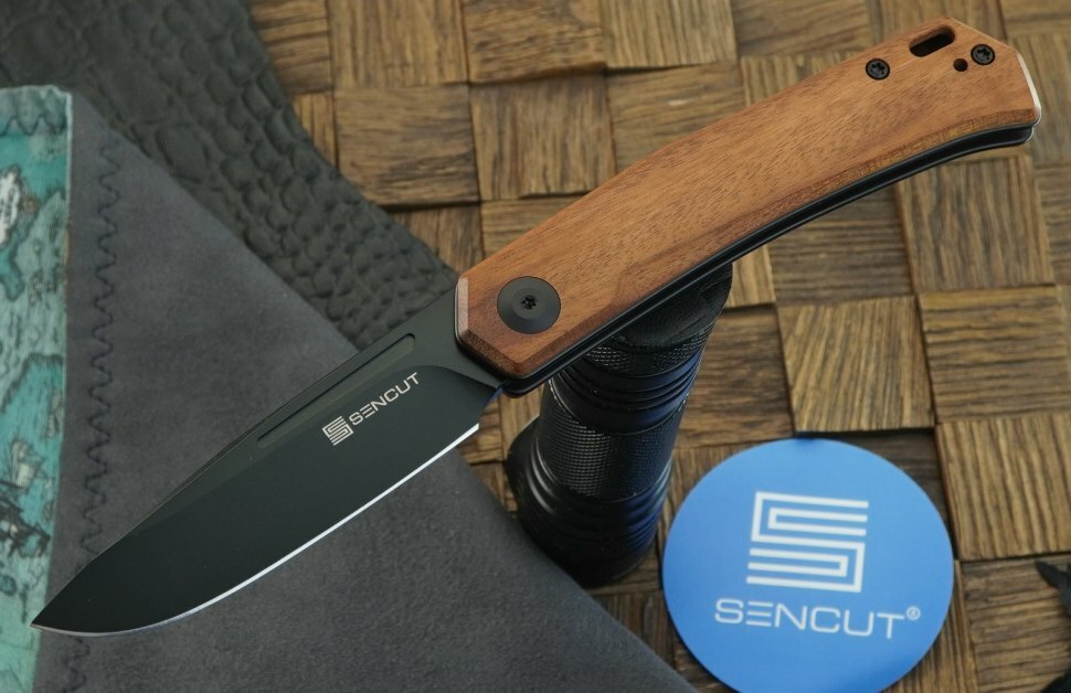 Классический складной нож Sencut Braxx, сталь D2, черное покрытие, рукоять бубинга