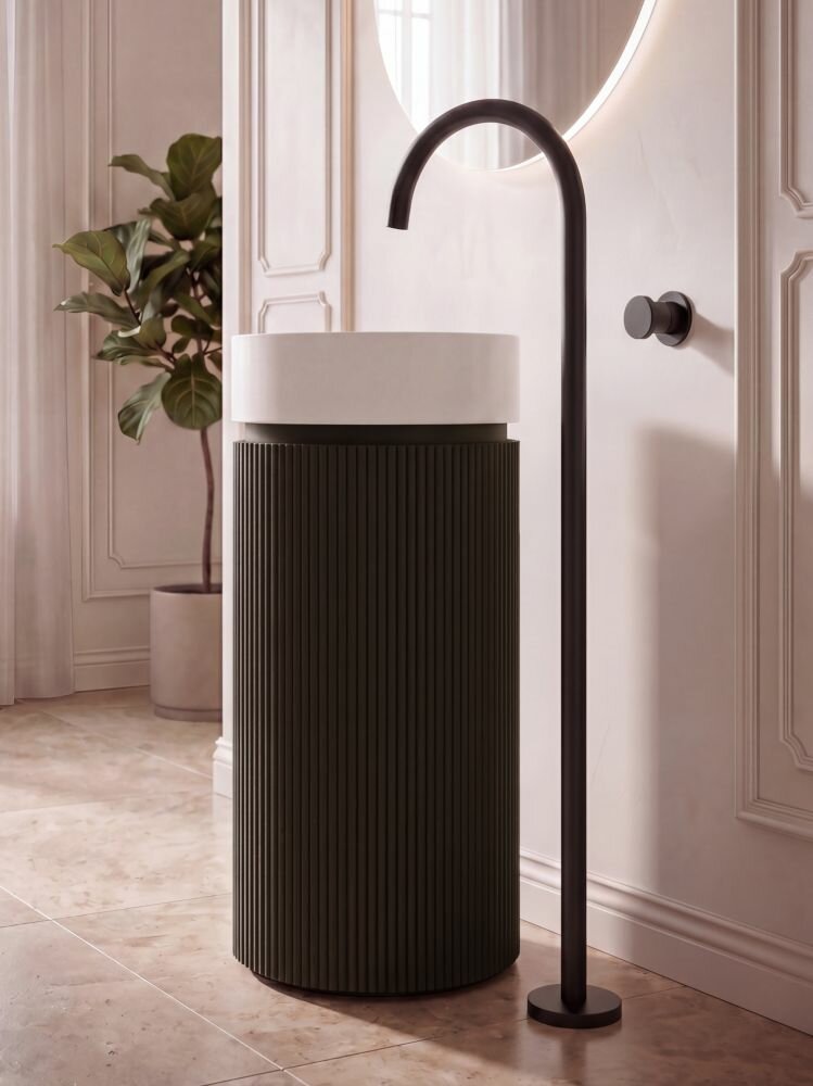 Смеситель для раковины напольный ALTROBAGNO, черный матовый