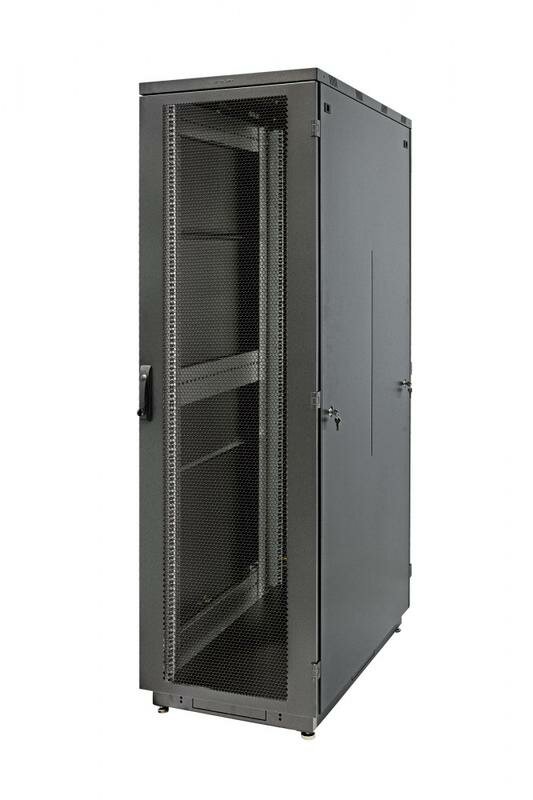 Шкаф Racknet S3000 42U 600х800 передн. дверь перфорир. одностворчат; задн. дверь перфорир. одностворчат. черн. Eurolan 60F-42-68-34BL