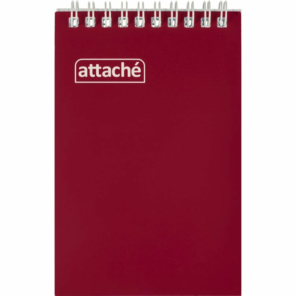 Блокнот на спирали А6 60л. ATTACHE, бордо, блок 60г, обложка 215г, 1441829
