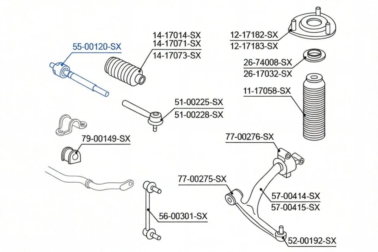 Тяга рулевая к-кт с пыльником Infiniti FX35 S50 5500120SX Stellox арт. 5500120SX