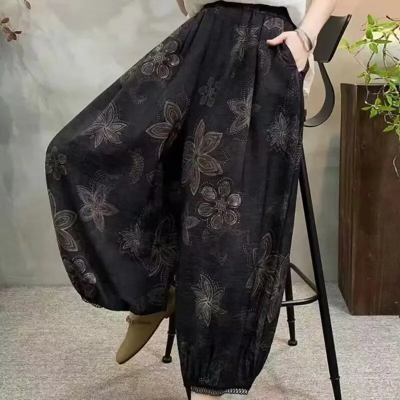 Женские шаровары с цветочным принтом, Style 1