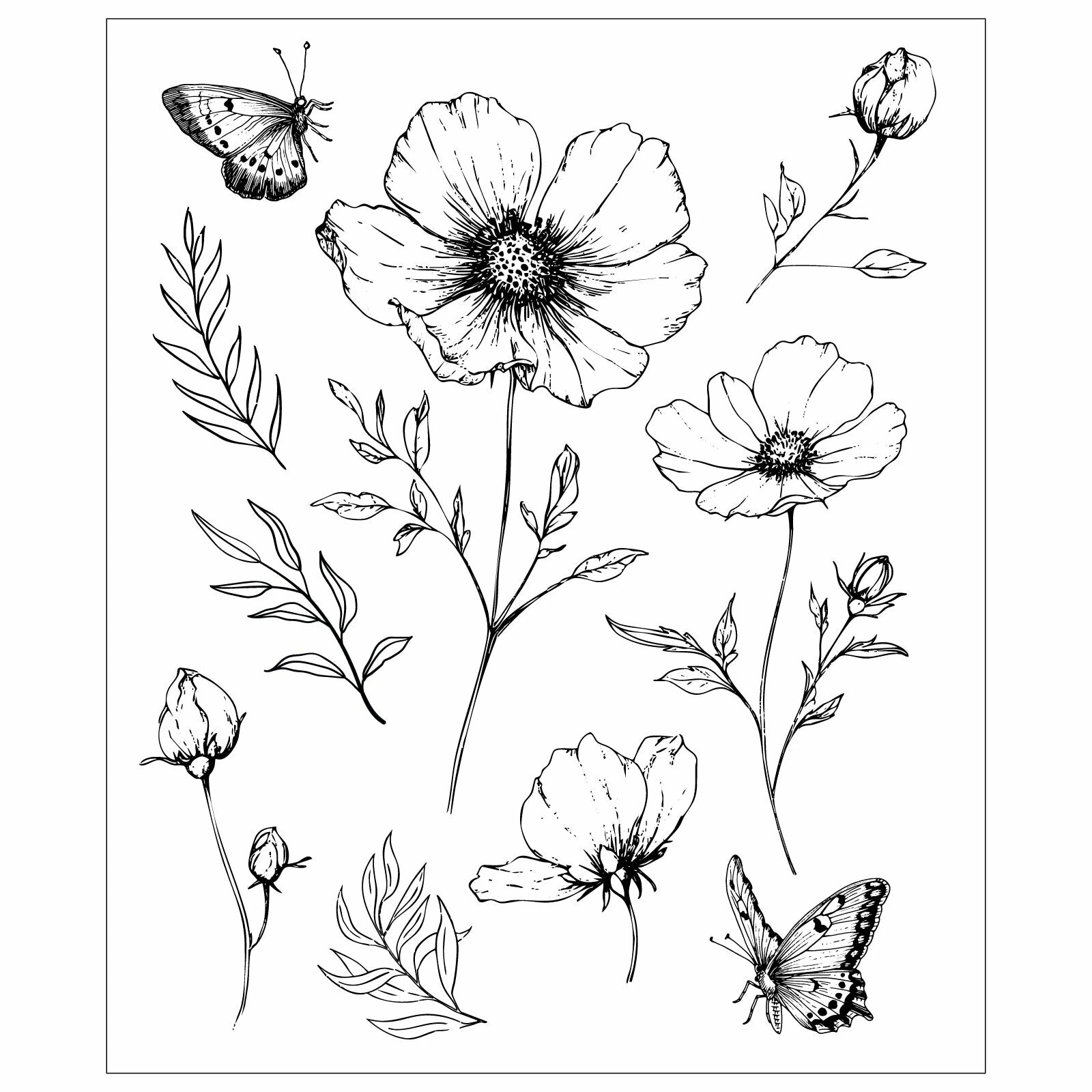 Штампы, трафареты и вырубки для скрапбукинга Flower Letter Белый, L6066-stamp