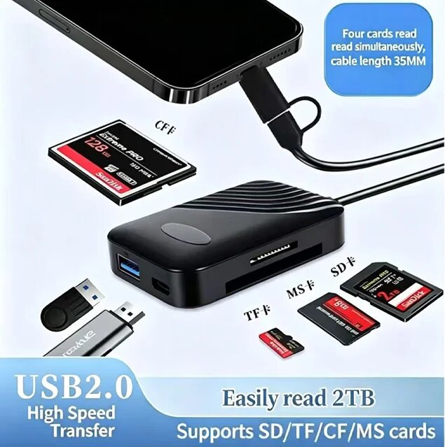 Кардридер USB 3.0 8-в-1, черный
