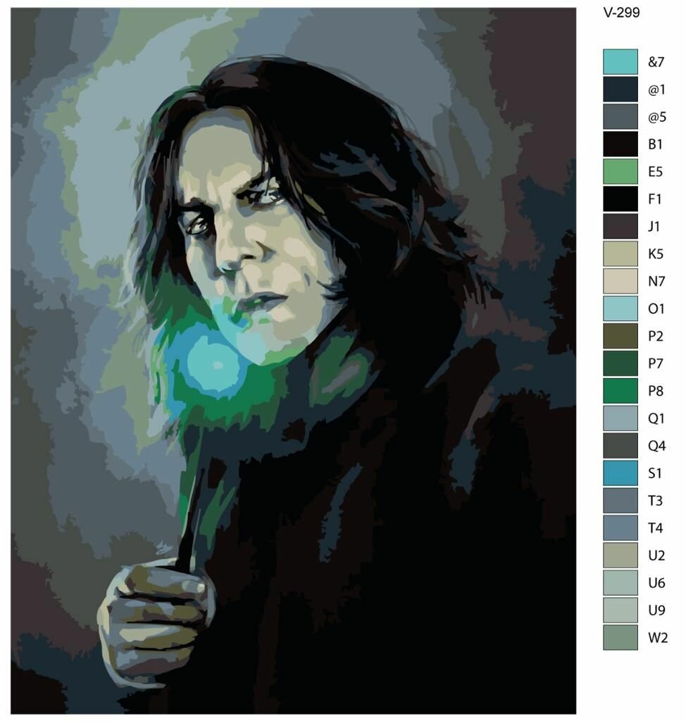 Картина по номерам V-299 "Гарри Поттер (Harry Potter). Северус Снегг", 70x90 см