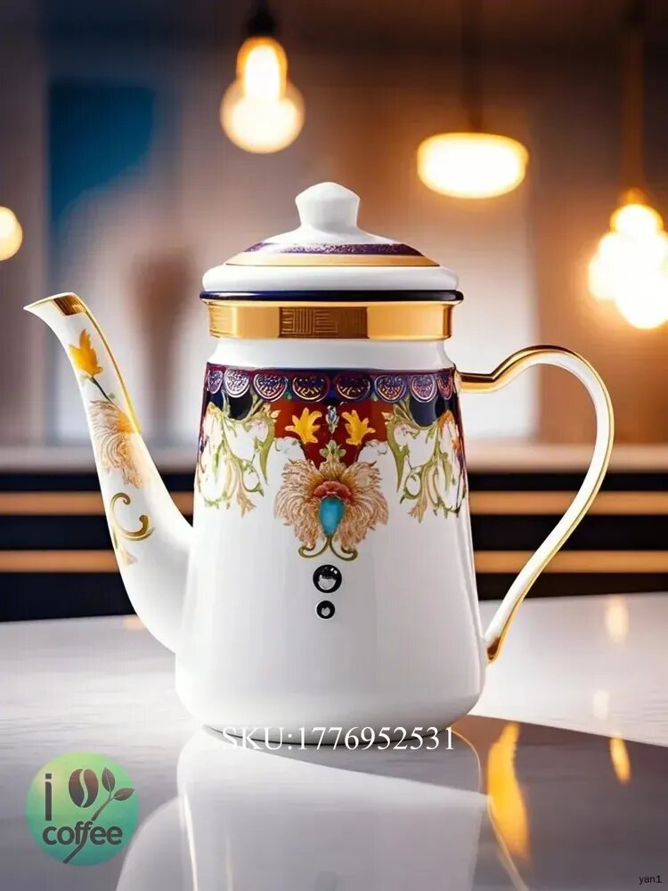 Кофейник "Кофейник и кофейные чашки" , эмалированный, 1100мл