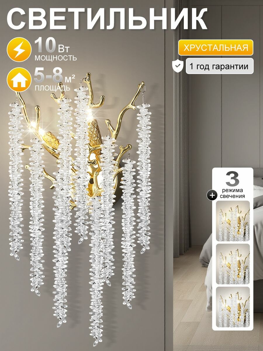 Настенный светильник Nordic RUIXTIPAD WL11 G9 Настенный светильник Gold Crystal Decor LED